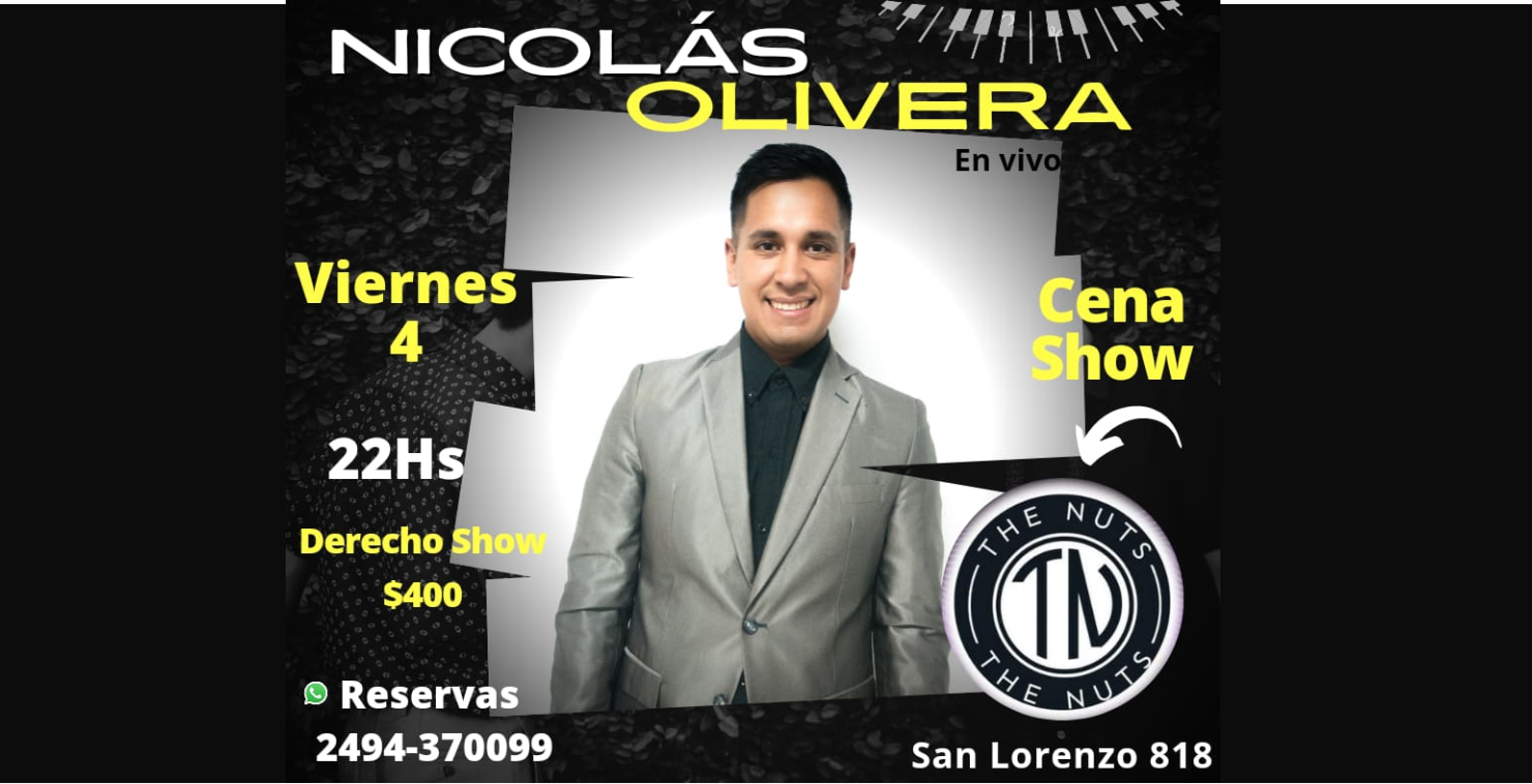 NICOLÁS OLIVERA EN THE NUTS – AGENDA CULTURA Y ESPECTACULOS