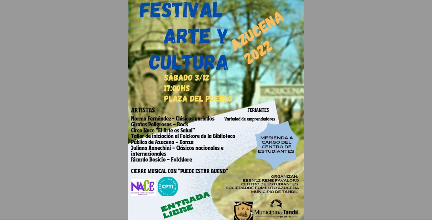 FESTIVAL DE ARTE Y CULTURA EN AZUCENA – AGENDA CULTURA Y ESPECTACULOS